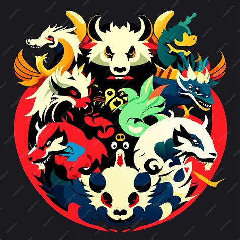 Premium Vector Amixofdragonsandpandas133 