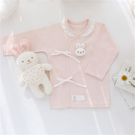 오가닉 토토 아기 토끼 배냇저고리 만들기 세트 핑크 태교바느질 Diy 아기용품 사계절용 뽀야베이비