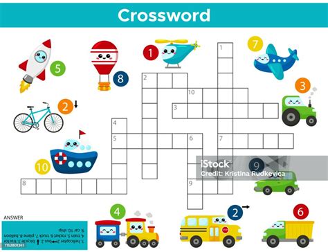 귀 엽 다 전송의 크로스 워드 퍼즐 게임 유치원 어린이 활동 워크 시트 비행기에 대한 스톡 벡터 아트 및 기타 이미지 비행기
