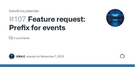 Feature Request Prefix For Events · Issue 107 · Franc6icscalendar