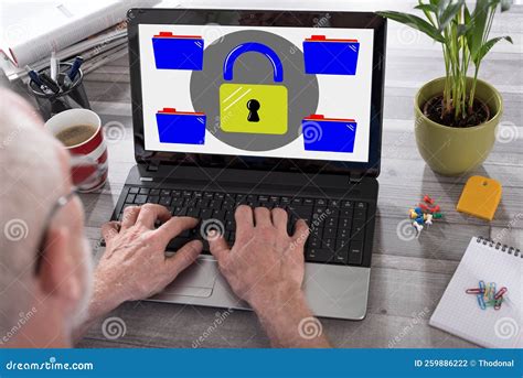 Data Protection Concept On A Laptop Screen Stock Photo Image Of Confidentiality Laptop