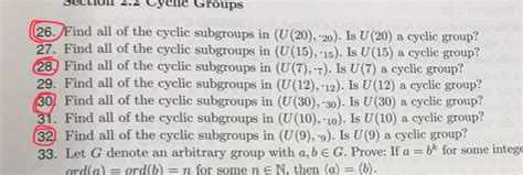 Solved SectioH 2 2 Cyclic Groups 6 Find All Of The Cyclic Chegg Com