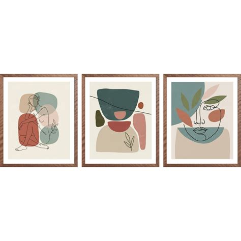 Abstract Minimal Line Art Set Of 3 Wall Frames Wall Vastra