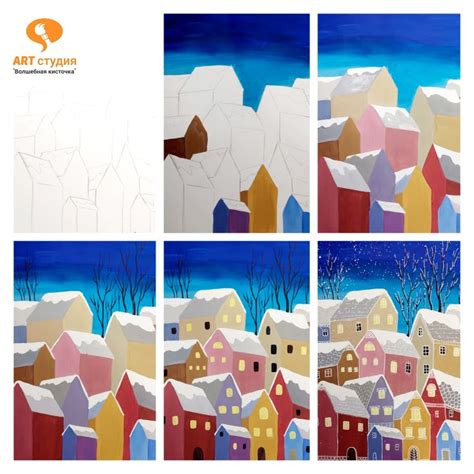 Зимний рисунок рисование для детей рисунок гуашью рисуем зимние домики In 2024 Art