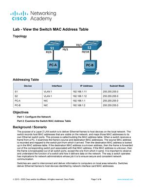 Packet Tracer Identify MAC And IP Addresses Cisco And Or Its Affiliates