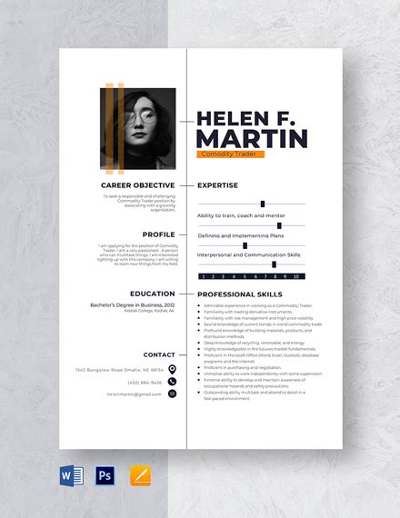 Free Commodities Trader Resume Download In Word PSD Apple Pages Template Net