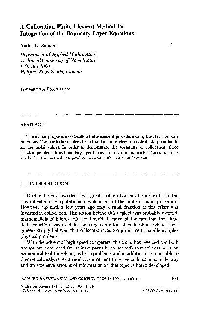 pdf a collocation finite element method for integration of the