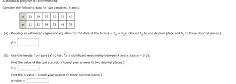 Solved Consider The Following Data For Two Variables X And Chegg Com