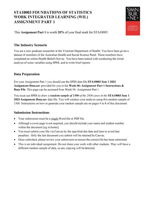 Sta10003 Sem 1 2023 Assignment Part 1 Instructions Sta10003