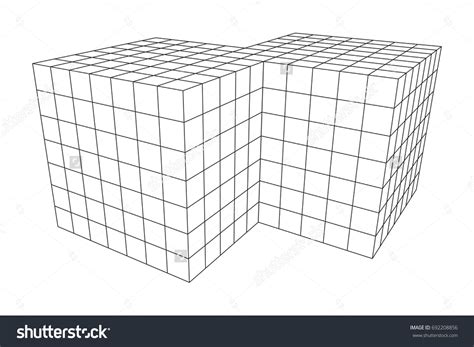 Wireframe Mesh Doubled Box Connection Structure Stock Vector Royalty Free 692208856