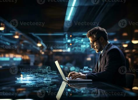 Businessman Artificial Intelligence Technology Keyboard Laptop Innovation Modern