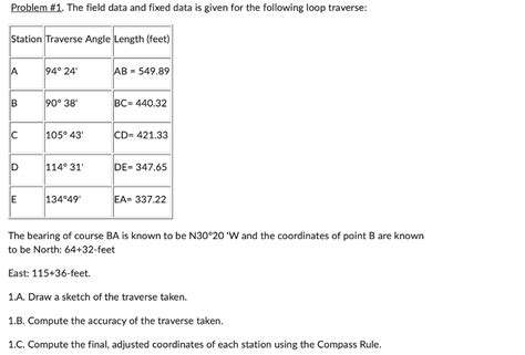 Solved Problem 1 The Field Data And Fixed Data Is Given