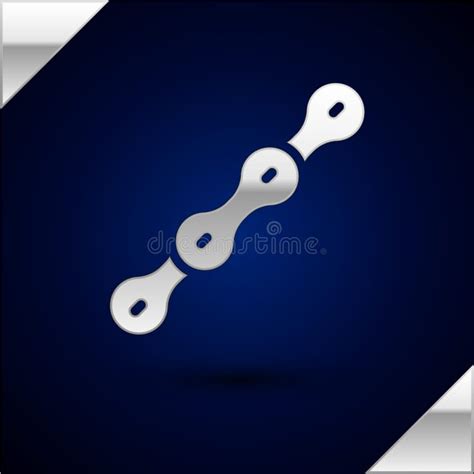 Silver Bicycle Chain Icon Isolated On Dark Blue Background Bike Chain