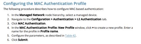 Configuring Mac Based Authentication On Aruba 515 Os 81112 Ssr