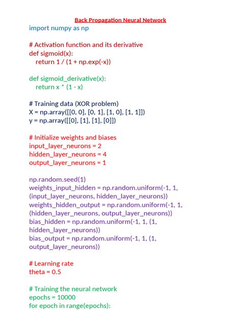 Back Propagation Neural Network In Python Pdf