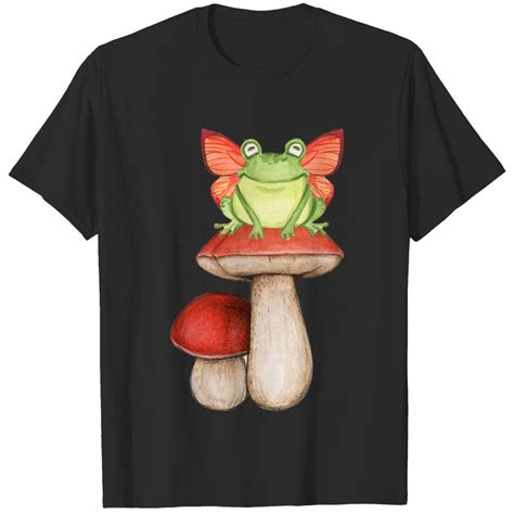 Cottagecore Kawaii Frog Sitting On Mushroom Fungi Goblincore 16 T
