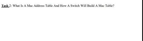 SOLVED Task What Is A Mac Address Table And How A Switch Will Build A Mac Table