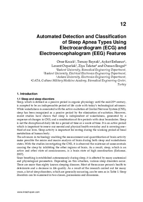 Pdf Automated Detection And Classification Of Sleep Apnea Types Using Electrocardiogram Ecg