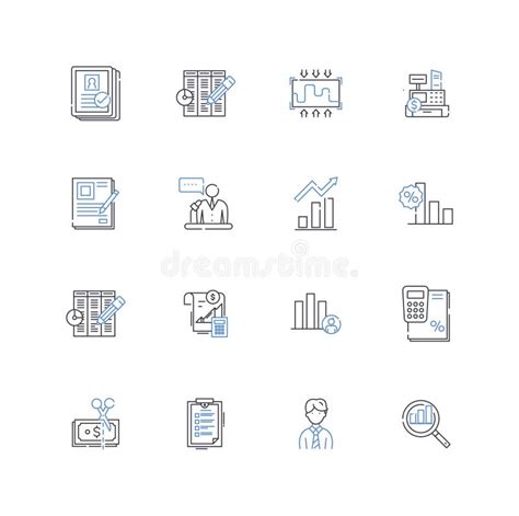 Scrutinising Line Icons Collection Examining Inspecting Analyzing Evaluating Assessing