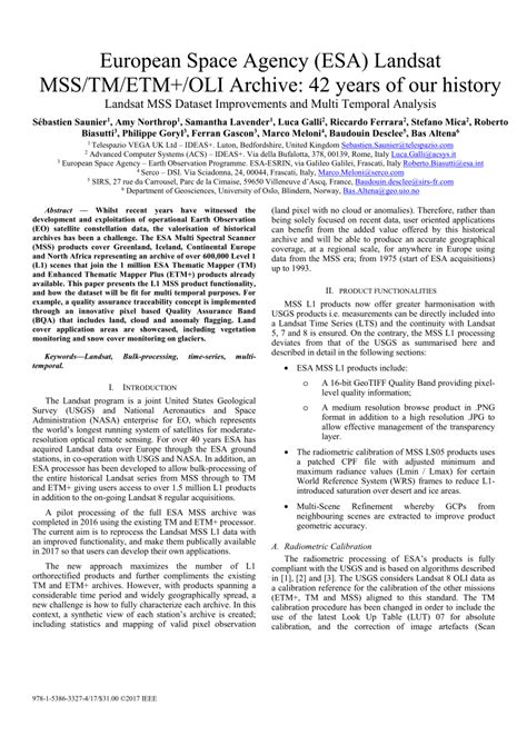 Pdf European Space Agency Esa Landsat Msstmetmoli Archive 42