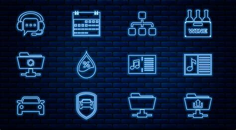 Set Line Ftp Folder Upload Music Book With Note Hierarchy Organogram Chart Water Drop Percentage