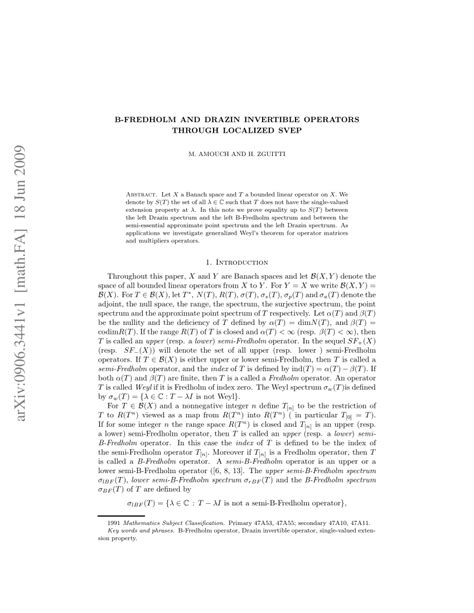 Pdf B Fredholm And Drazin Invertible Operators Through Localized Svep
