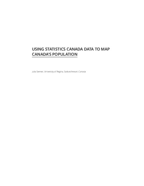 Pdf Using Statistics Canada Data To Map Canadas Population