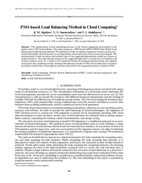 Pdf Pso Based Load Balancing Method In Cloud Computing