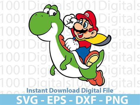 Super Mario And Yoshi Svg Yoshi Svg Mario Clipart Cut File Cricut