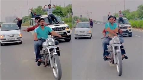 Video Of Doing Stunts On Moving Car And Bike In Noida Goes Viral Amar
