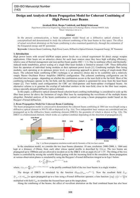 Pdf Design And Analysis Of Beam Propagation Model For Coherent