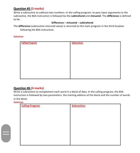 Solved Question 5 3 Marks Write A Subroutine To Subtract