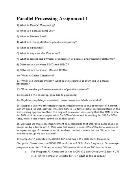 Parallel Processing Assignment 1 Pdf