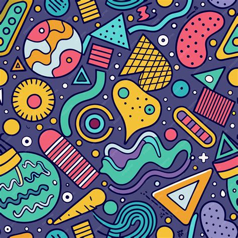 Abstract Geometric Shapes Seamless Pattern In Vibrant Colors Premium Ai Generated Vector