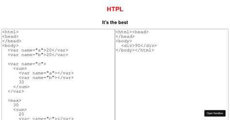 Hyper Text Programming Language Codesandbox