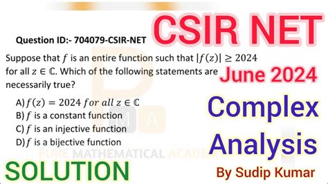 Csir Net June 2024 Complex Analysis Solution Csir Net June 2024 Math Part C Solution Qid