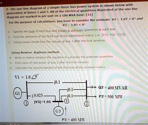 Solved B The One Line Diagram Of A Simple Three Bus Power System Is Shown Below With