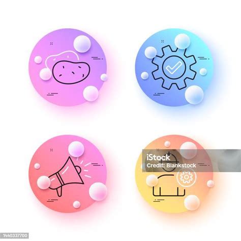 Megaphone Engineer And Potato Minimal Line Icons For Web Application Printing Vector Stock