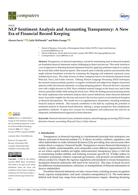pdf nlp sentiment analysis and accounting transparency a new era of