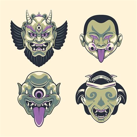 Premium Vector Japanese Yokai Mask Vector Art