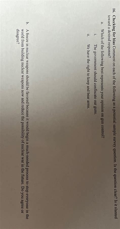 Solved Checking For Bias Comment On Each Of The Following As