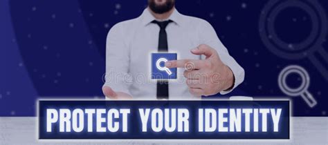 Hand Writing Sign Protect Your Identity Word For Secure From Data Breach And Information