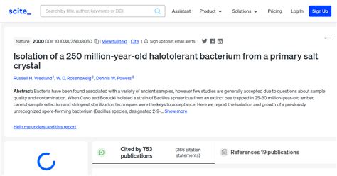 Isolation Of A 250 Million Year Old Halotolerant Bacterium From A Primary Salt Crystal