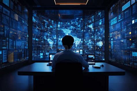 a tech expert analyzes global data trends in a futuristic control room
