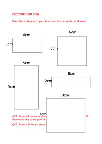 Perimeter And Area Of Rectangles Including Problem Solving Activites Differentiated Teaching