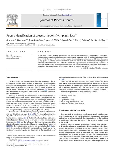 Pdf Robust Identification Of Process Models From Plant Data