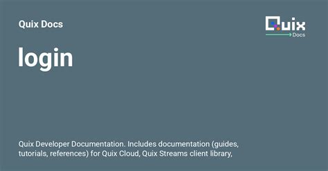 Login Quix Docs Login Quix Docs