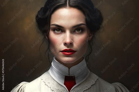 Sexy Woman With Red Lips In Victorian Dress Generative Ai Ilustração Do Stock Adobe Stock