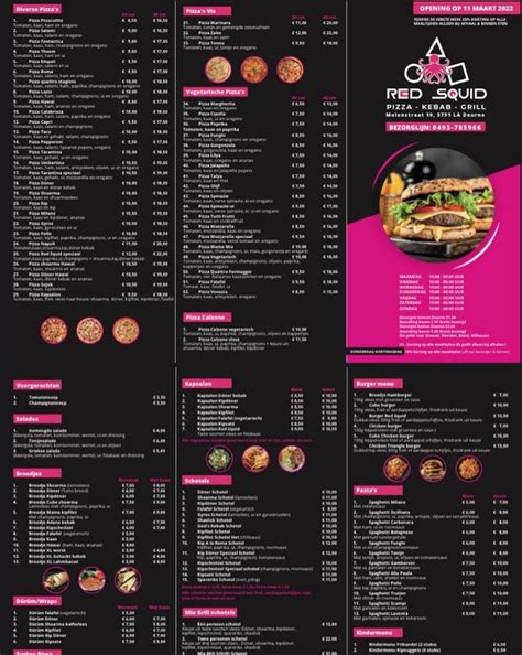 Menu At Red Squid Deurne