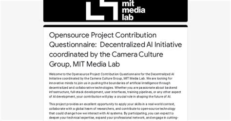 Chris Pease On Linkedin Opensource Project Contribution Questionnaire Decentralized Ai Initiative